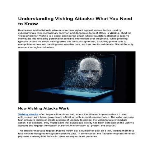 Understanding Vishing Attacks What You Need to Know | PDF