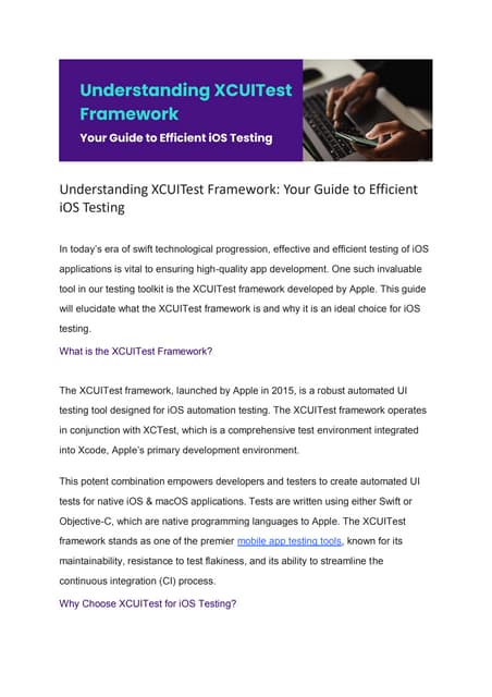 Understanding Xcuitest Framework Your Guide To Efficient Ios Testingpdf