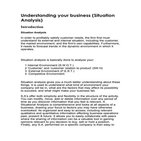 Understanding Your Business | DOC