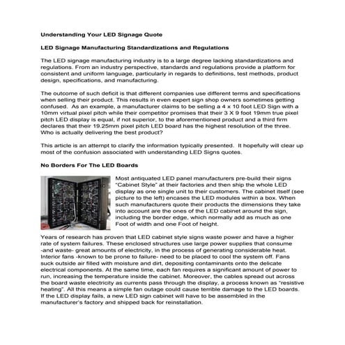 Understanding Your LED Signage Quote | PDF