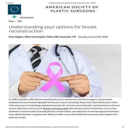 Reconstructive Breast Surgery Pptx