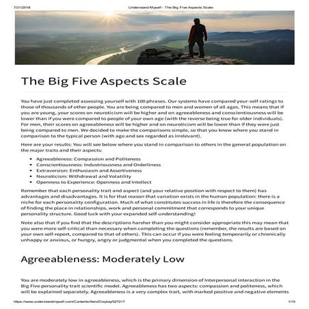 Understand Myself - The Big Five Aspects Scale- Reynir Orn Bachmann ...