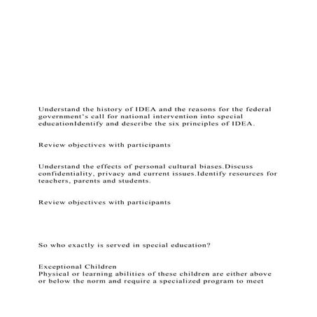 Understand the history of IDEA and the reasons f.docx