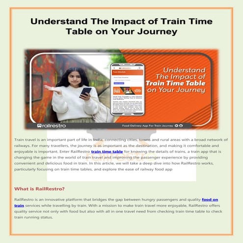 Understand The Impact of Train Time Table on Your Journey | PDF