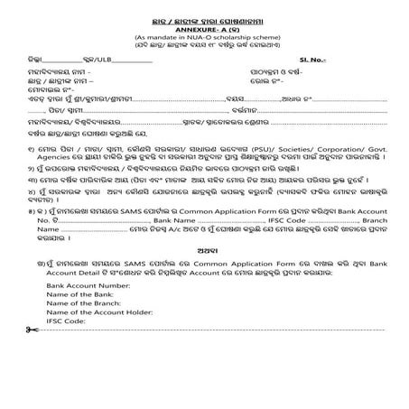 Undertaking Format for nuo odisha scholarship | PDF