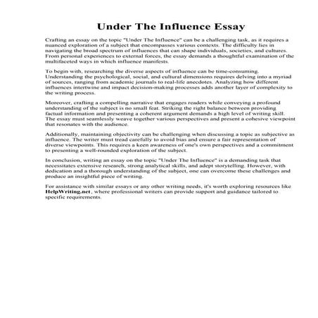 Under The Influence Essay. Social Influence Essay Example Topics and ...