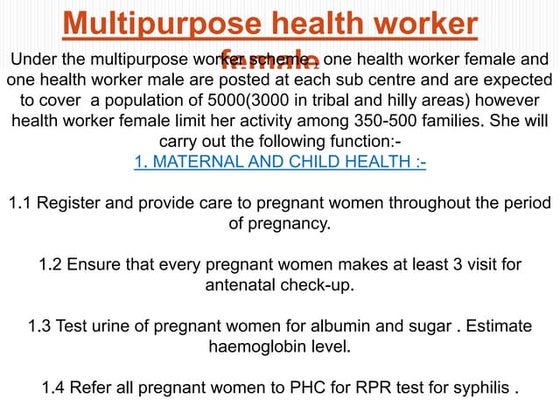 Job responsibilities of health workers ( male & female) | PDF
