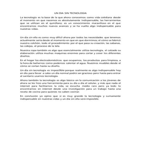 Un dia sin tecnologia | DOCX