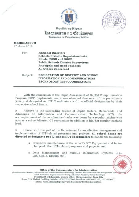 Designation ict coordinator 2017 | PDF