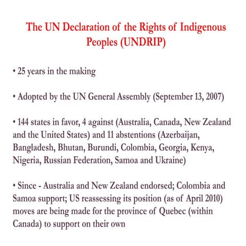 UNDRIP2010 HIGHLIGHTS articles, significance and laws | PPT