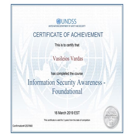 Undss information security awareness foundational certificate | PDF