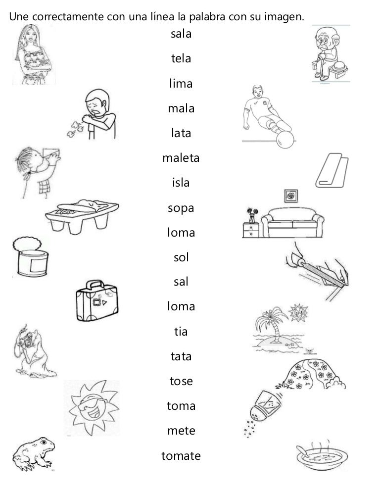 Une correctamente con una línea la palabra con su imagen