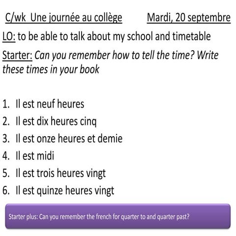 Une journee au college vle | PPT