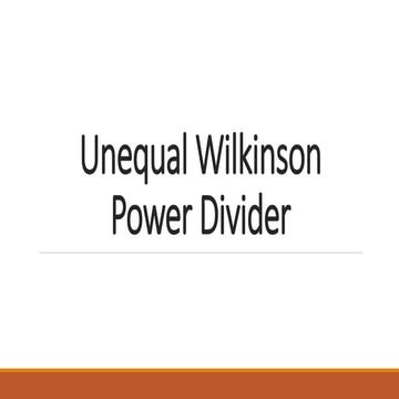 Unequal Wilkinson Power Division | PDF
