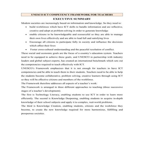 Unesco ict competency framework for teachers by pratima nayak | PDF