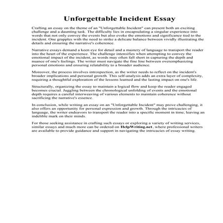 Unforgettable Incident Essay | PDF