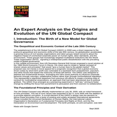 UN, UN Global Compact - Origins, Future | PDF