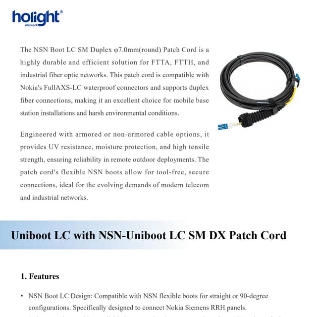 Uniboot LC to NSN-Uniboot LC SM DX Patch Cord | Space-Saving Single ...