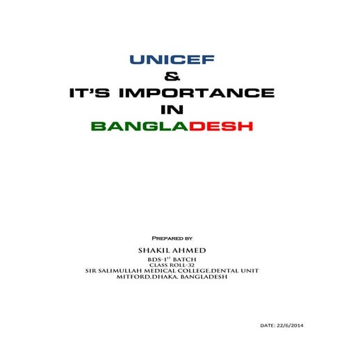 Unicef & it's importance in bangladesh | PDF | Adoption and Fostering ...