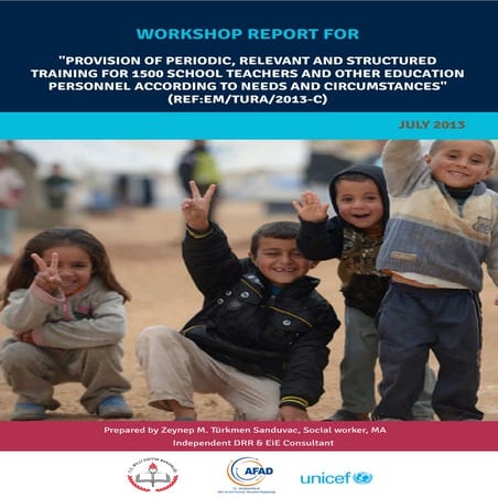 Unicef workshop report for syrian teachers training on help the helpers ...