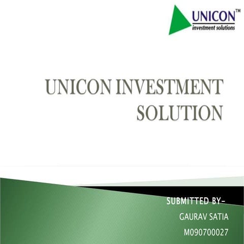 Unicon Investment Solution Final Presentation | PPT | Stocks and Bonds | Personal Investing