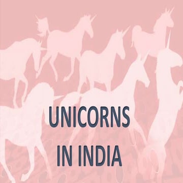 Unicorns in India From 2016 - 2018 | PPTX | Business | Business and Finance