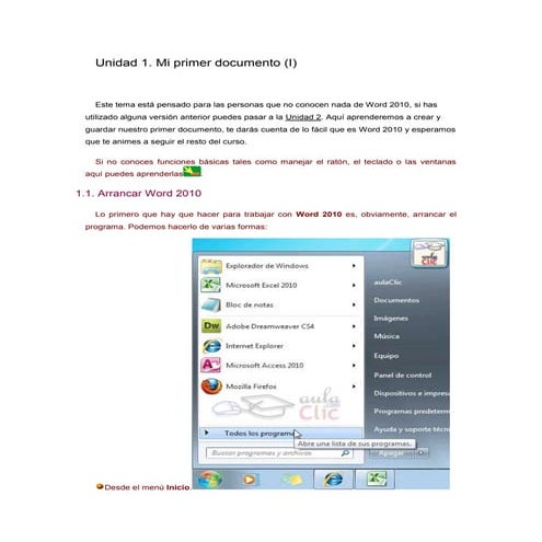 Unidad 1. mi primer documento (i) correjido paea imprimir | DOCX | Desktop Publishing | Computer ...