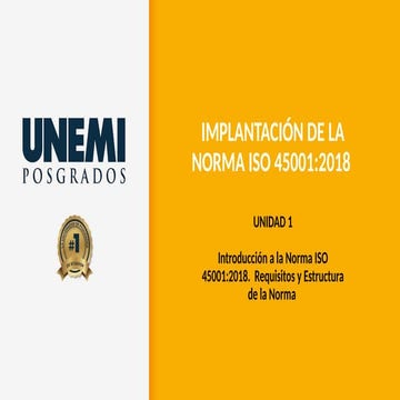 IMPLANTACIÓN DE LA NORMA ISO 45001 : 20018 | PPTX