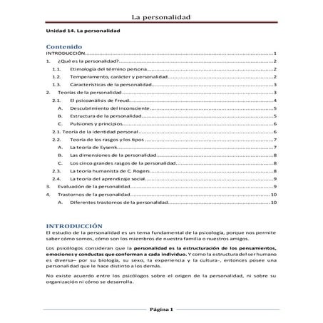 Unidad 14. La personalidad | DOCX