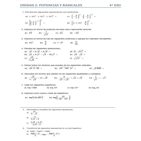 Unidad 2 Potencias y radicales | PDF
