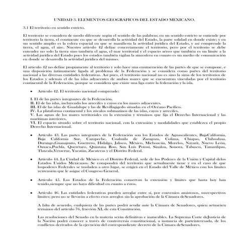 Unidad 3. Elementos Geográficos del Estado Mexicano. | DOCX