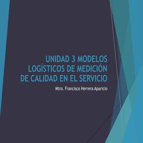 UNIDAD 3 MODELOS LOGÍSTICOS DE MEDICIÓN DE CALIDAD EN EL SERVICIO ...