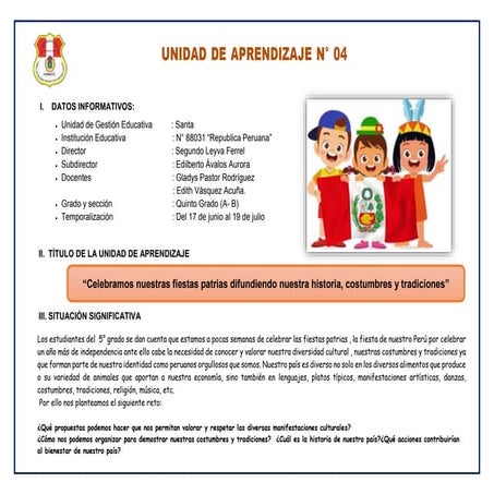 UNIDAD DE APRENDIZAJE N 04- QUINTO GRADO 2024.docx