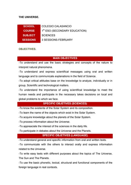 My didactic unit 3º | PDF