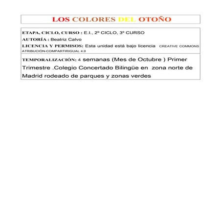 LOS COLORES DEL OTOÑO - Unidad didáctica integrada | ODT