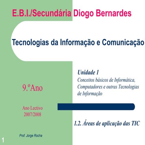 Unidade 1.2. areas de aplicacao das tic | PPT