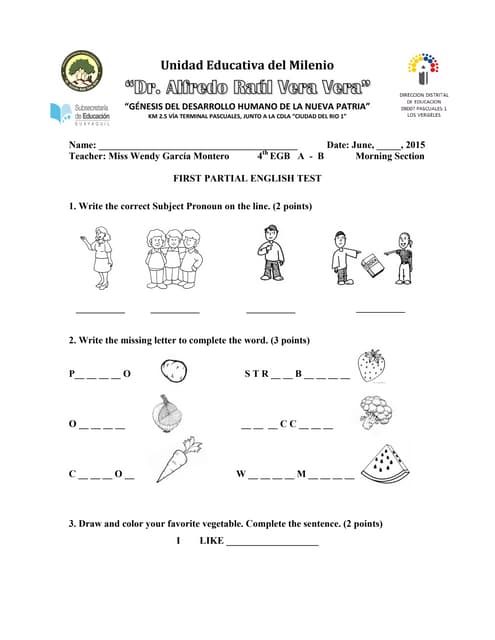 MFLC Nursery 2nd Quarter Test | PDF