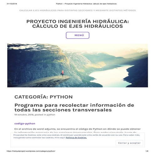 Unidad V Python proyecto ingeniería hidráulica calculo de ejes hidráulicos | PDF