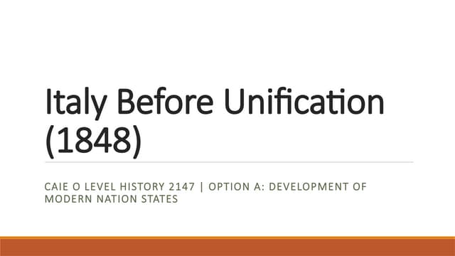 Unification of Italy, History, class 10 cbse | PDF