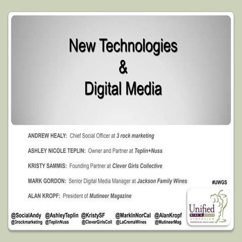 2013 Unified Wine & Grape Symposium - New Technologies & Digital Media ...