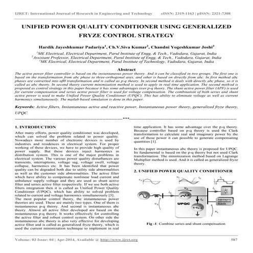 Unified Power Quality Conditioner Using Generalized Pdf
