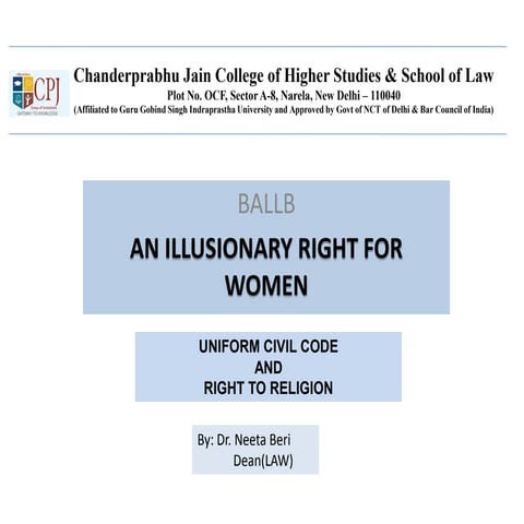 Uniform Civil Code and Right to Religion | PPT