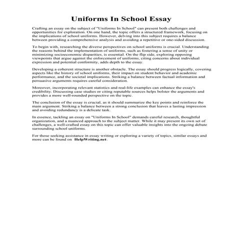 Uniforms In School Essay | PDF