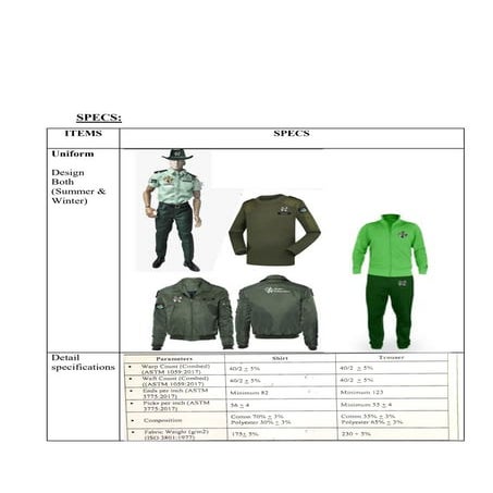 Uniform specs updated copy | PDF