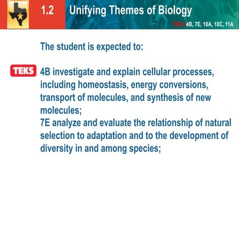 Unifying Themes Of Biology. All the details a about that | PDF