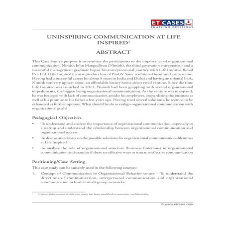 Uninspiring organizational communication at life inspired abstract | PDF