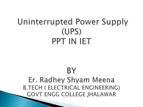 UPS (Uninterrupted Power Supply) | PPT