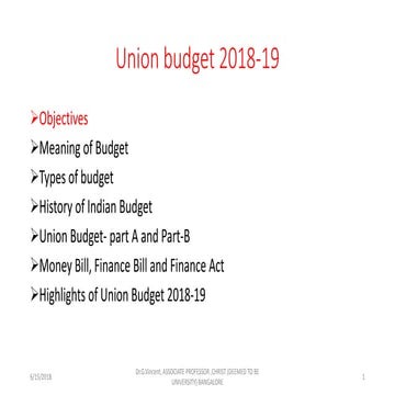 Union budget 2018 19 | PPTX
