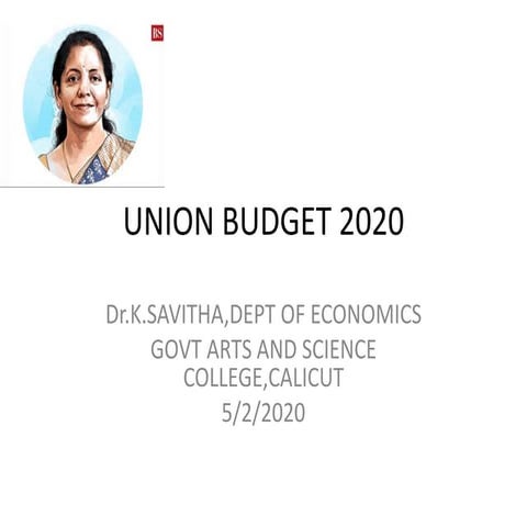 Union budget2020 | PPTX | Business and Finance