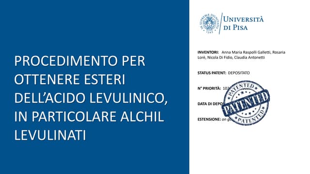 Procedimento Per Ottenere Esteri Dellacido Levulinico In Particolare Alchil Levulinati Ppt